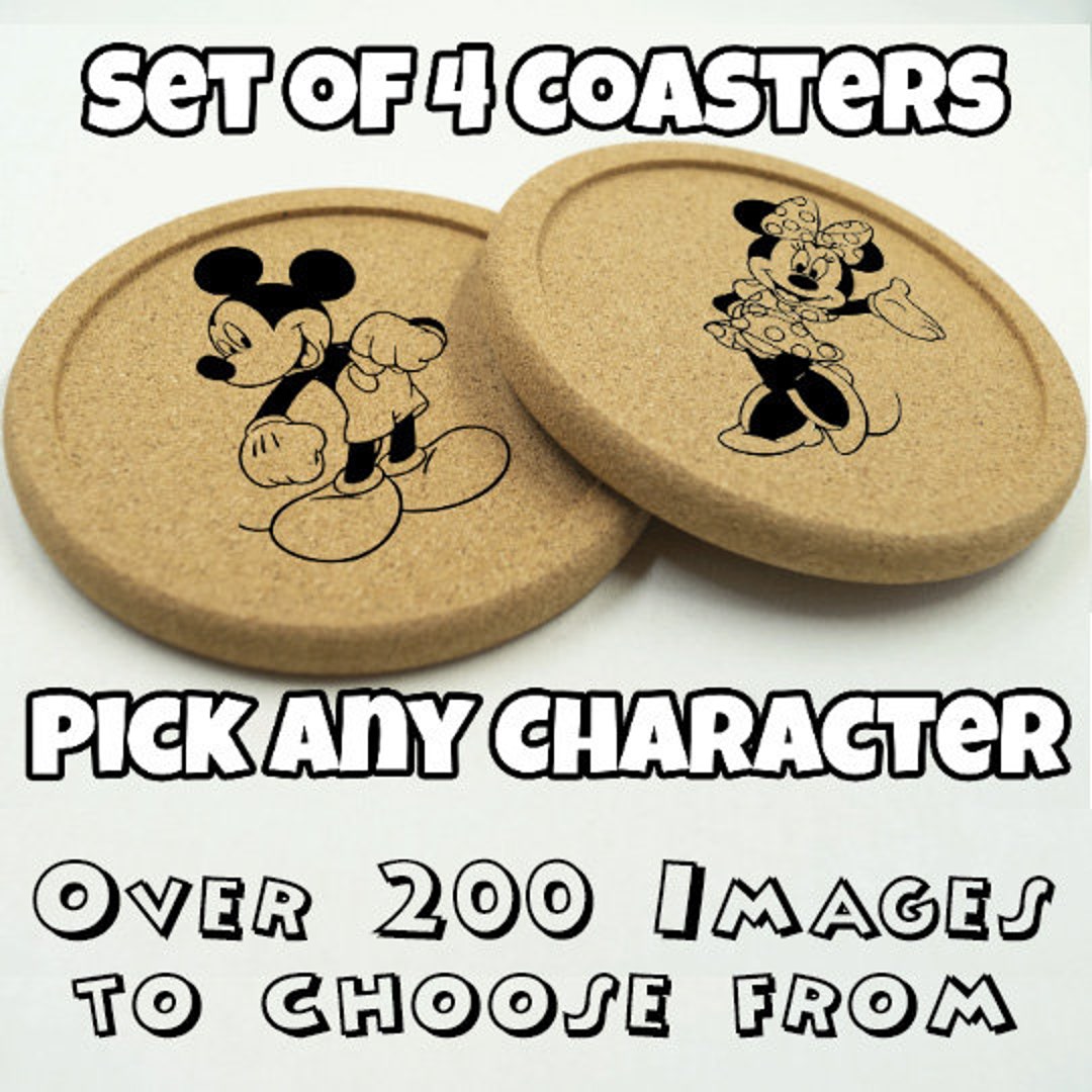 Disney Coaster Set - 4" Round Cork - Etsy