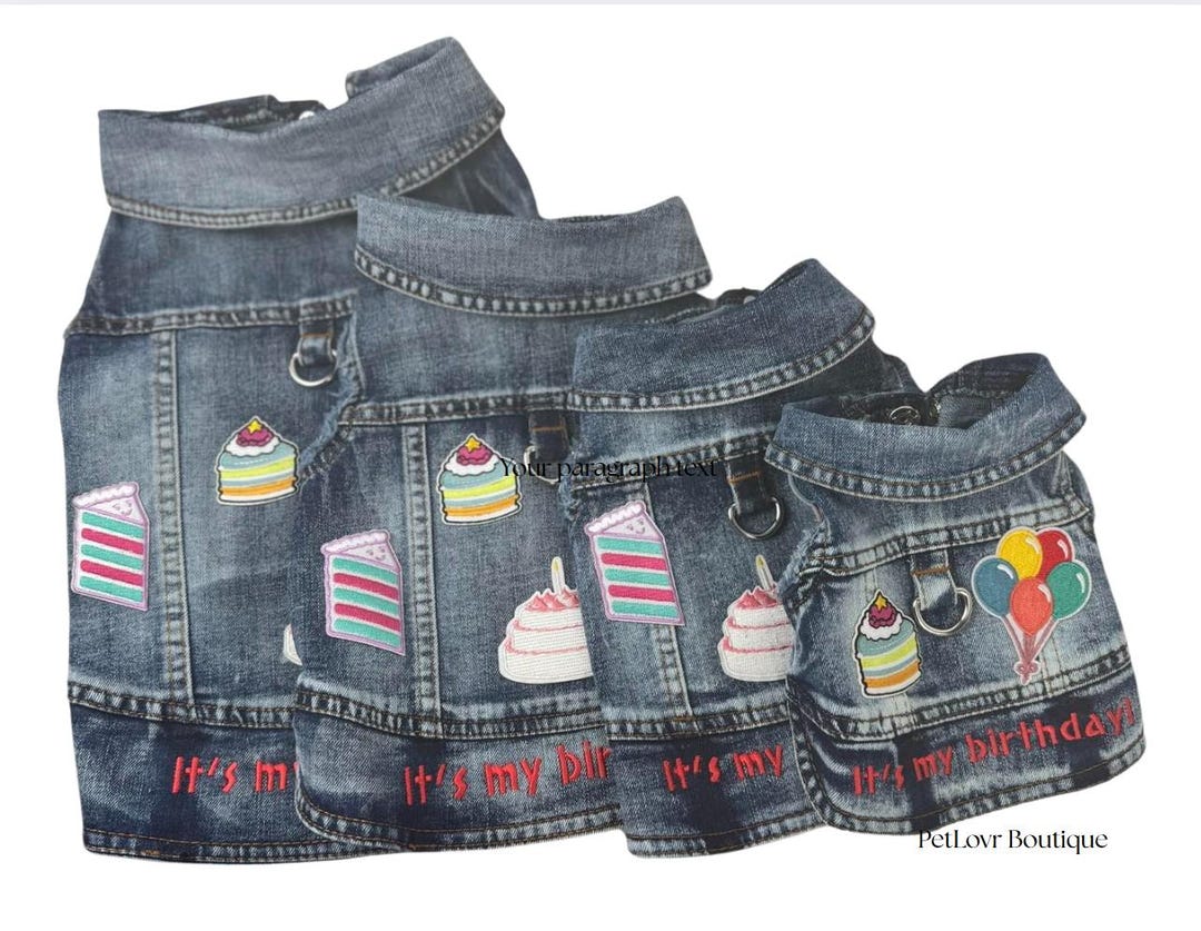 Denim Dog Birthday Vest: Party Patches, Personalized Pet Attire - Etsy