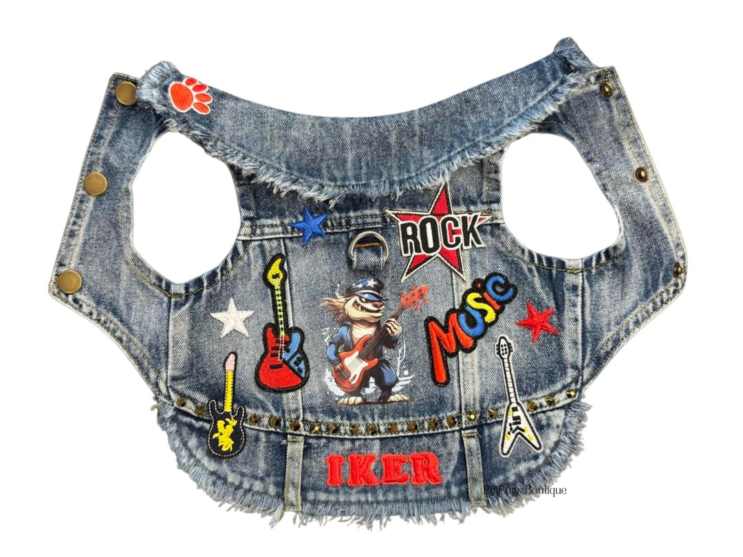 Personalized Denim Dog Vest: "frogstar" Rockstar Pet Apparel - Etsy