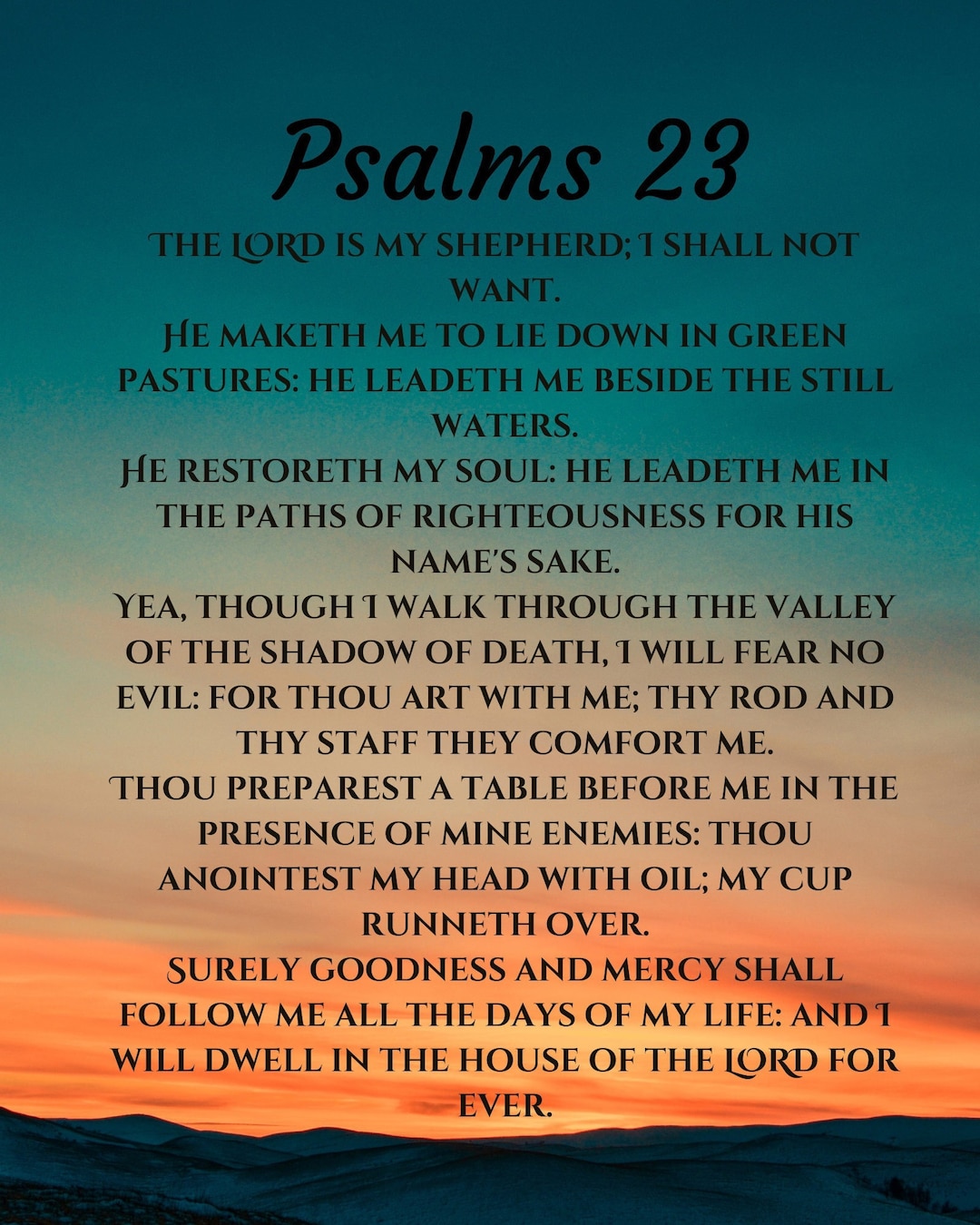 Psalms 23 - the Lord is My Shepherd - Etsy