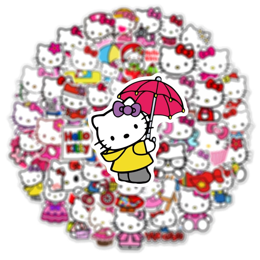 50 Hello Kitty Stickers, Cute Anime Stickers Kids Toy DIY Diary ...