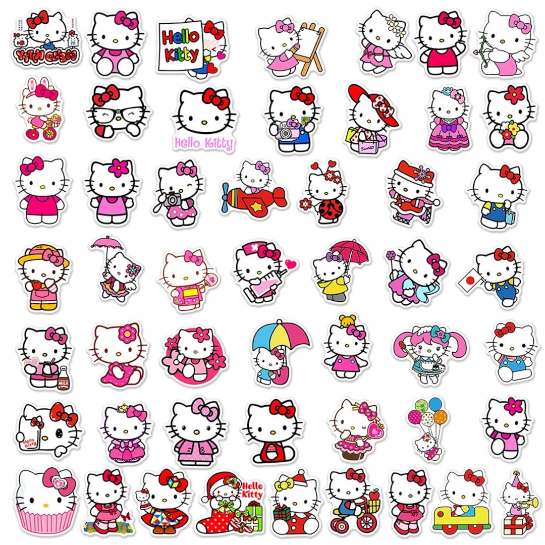 50 Hello Kitty Stickers, Cute Anime Stickers Kids Toy DIY Diary ...