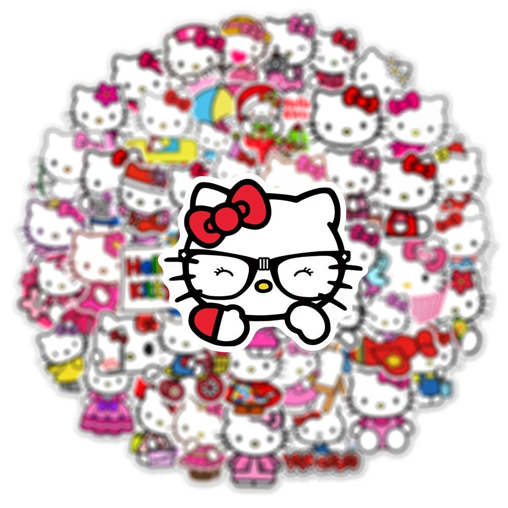50 Hello Kitty Stickers, Kawaii Anime Decals, DIY Craft Stickers - Etsy