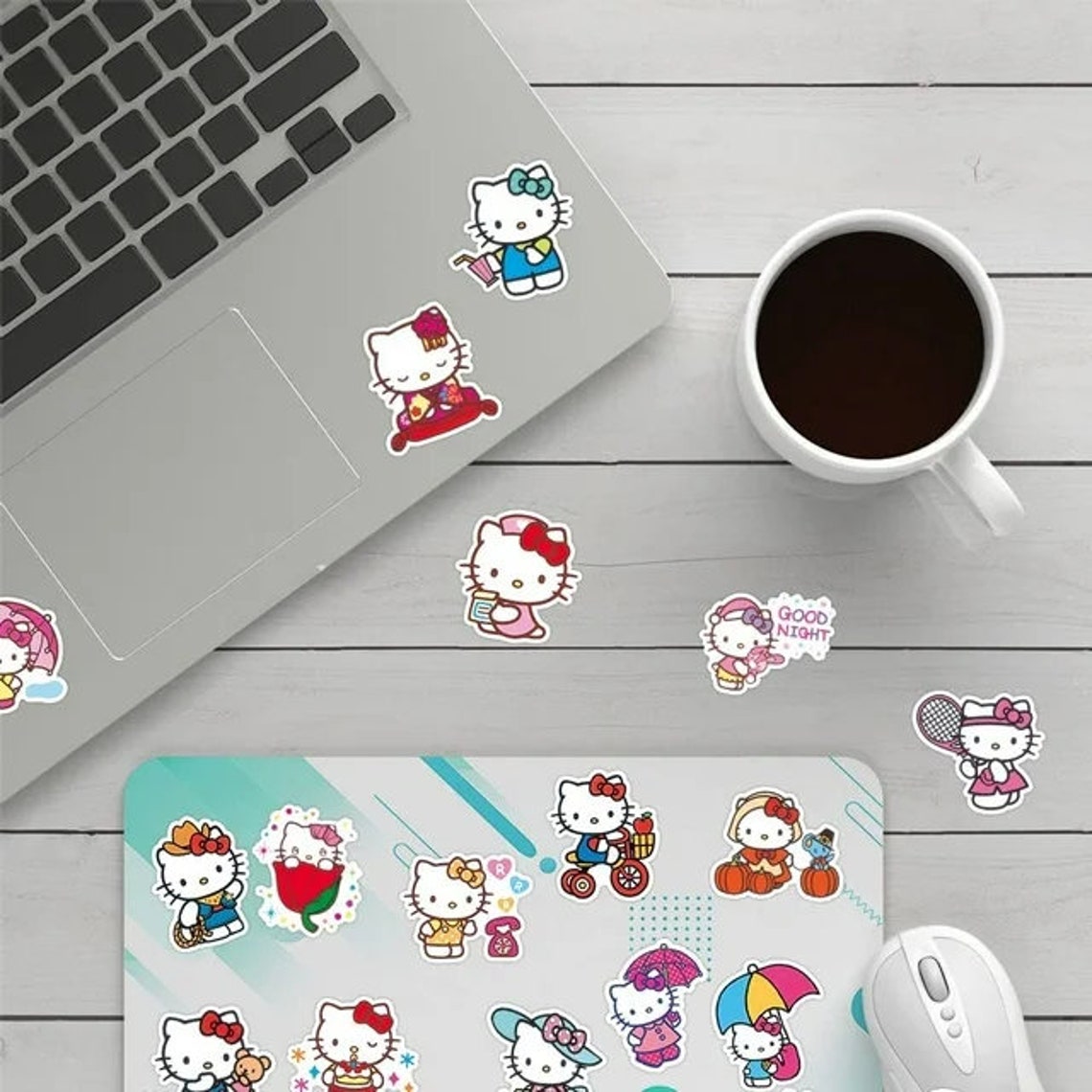 50 Hello Kitty Stickers, Cute Anime Stickers Kids Toy DIY Diary ...