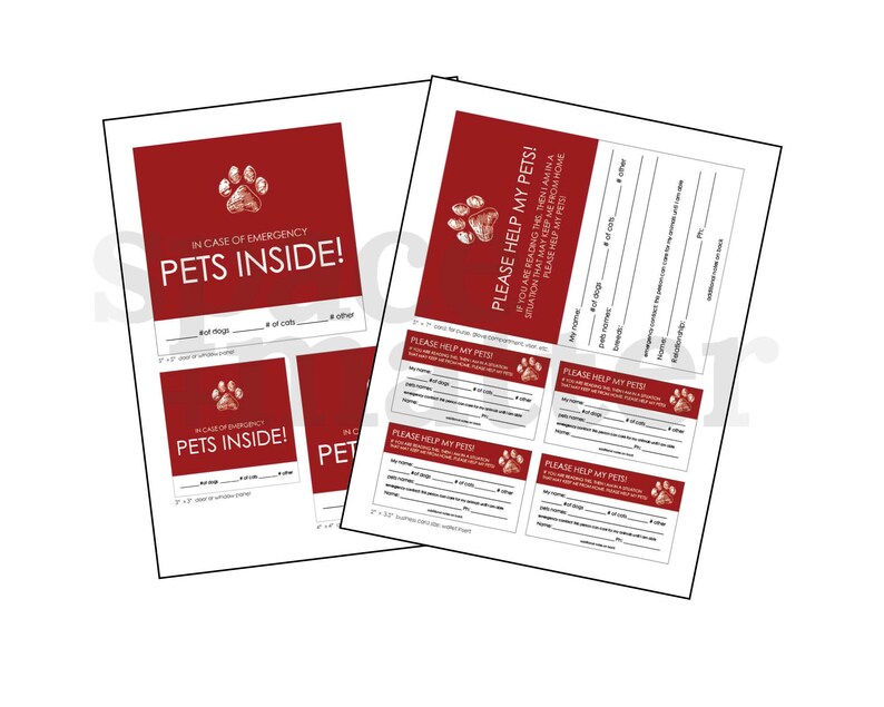 Pet Emergency Printables - 2 Pages / Instant Download / PDF / Digital ...