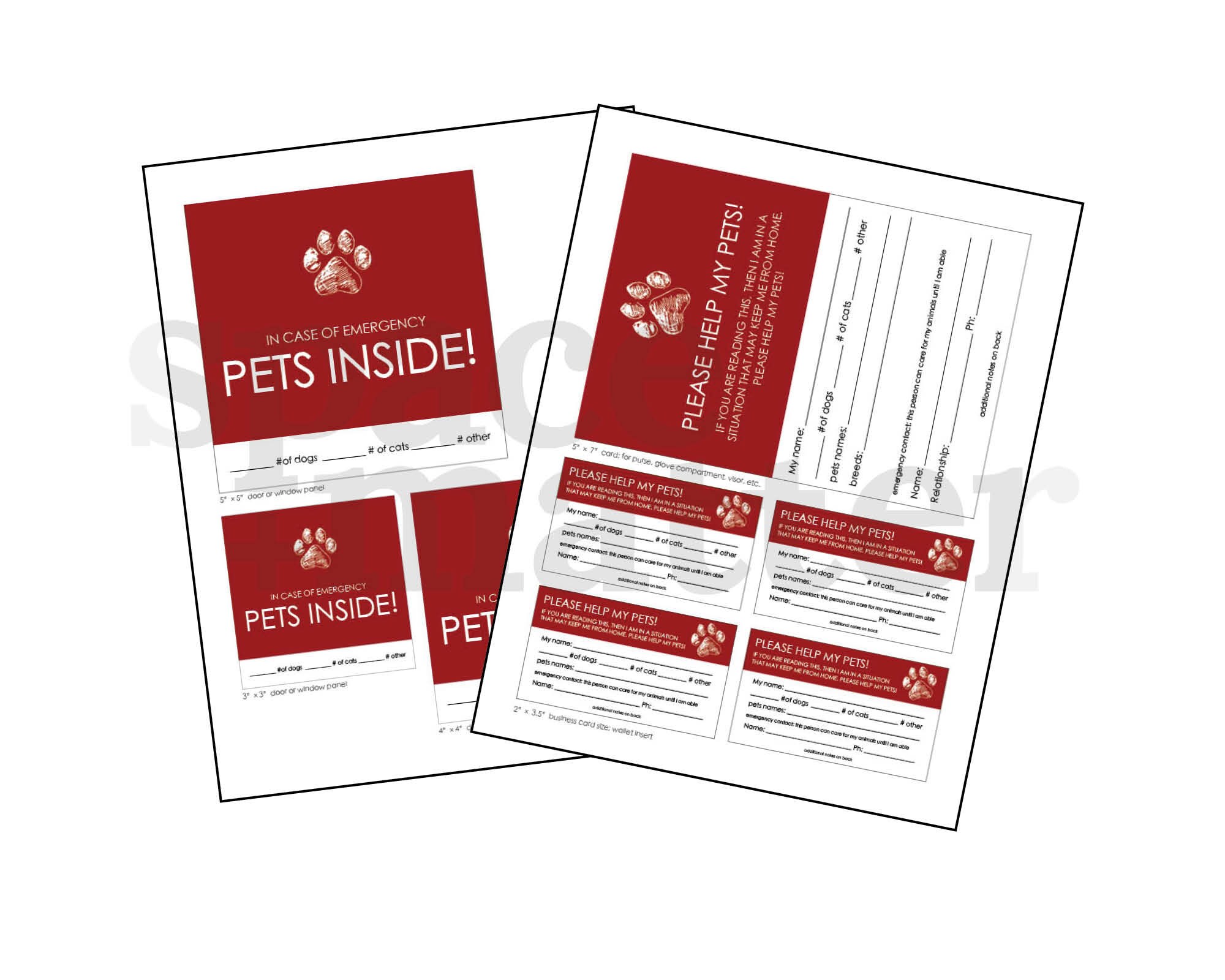 Pet Emergency Printables - 2 Pages / Instant Download / PDF / Digital ...