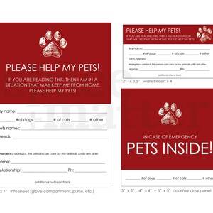 Pet Emergency Printables - 2 Pages / Instant Download / PDF / Digital ...