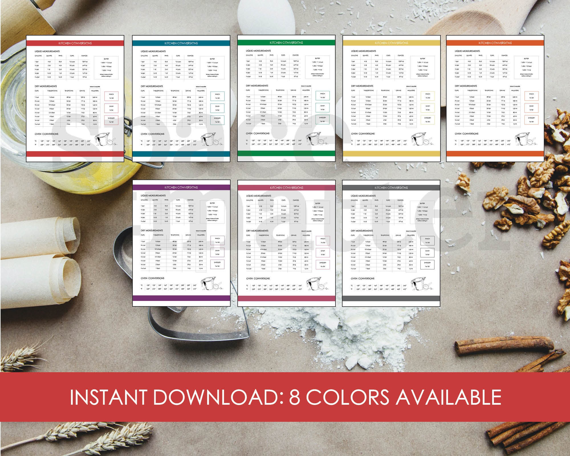 Kitchen Conversion Chart Printable - 1 Page Guide / Kitchen ...