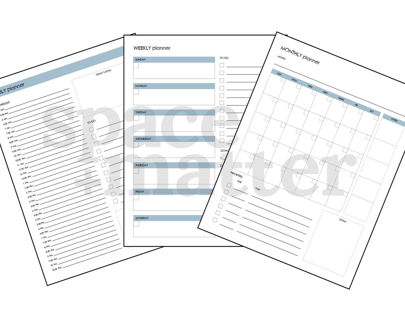 Planner Printables - 5 Pages / Daily Planner / Weekly Planner / Monthly ...