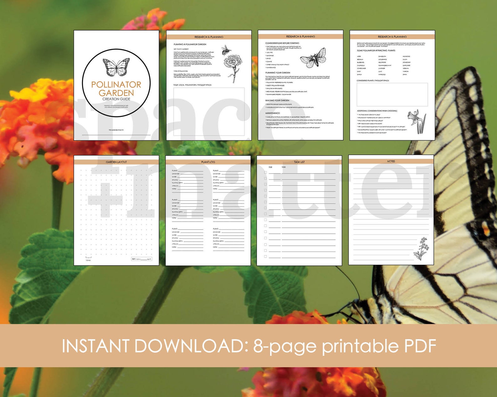 Pollinator Garden Guide Printable - 8 Pages / Instant Download / PDF ...