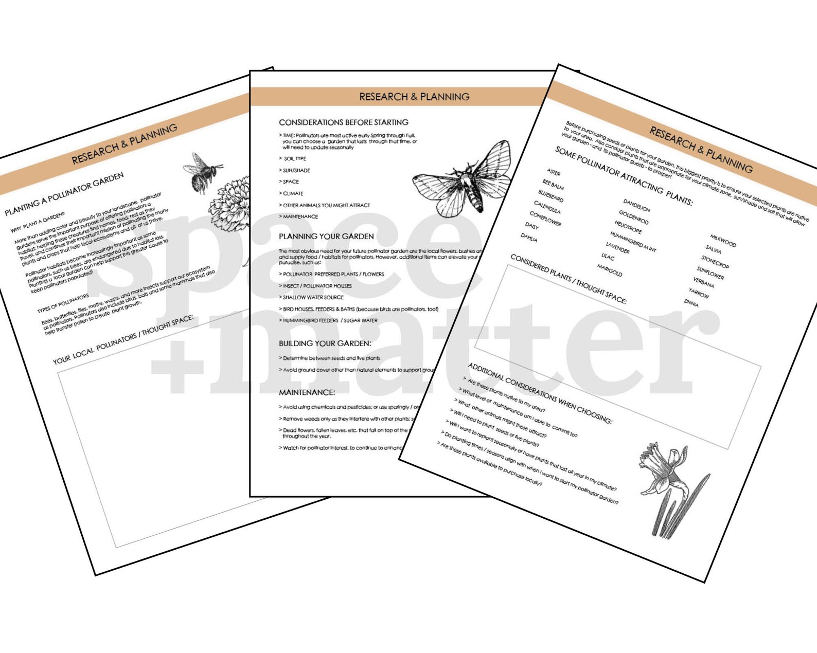 Pollinator Garden Guide Printable - 8 Pages / Instant Download / PDF ...