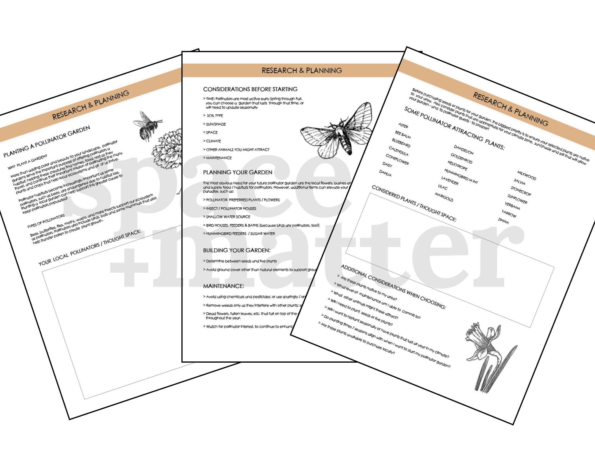 Pollinator Garden Guide Printable - 8 Pages / Instant Download / PDF ...
