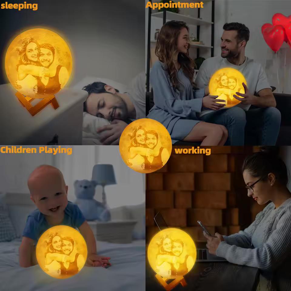 Personalized 3D Moon Lamp With Custom Photo Print Picture Night Light ...