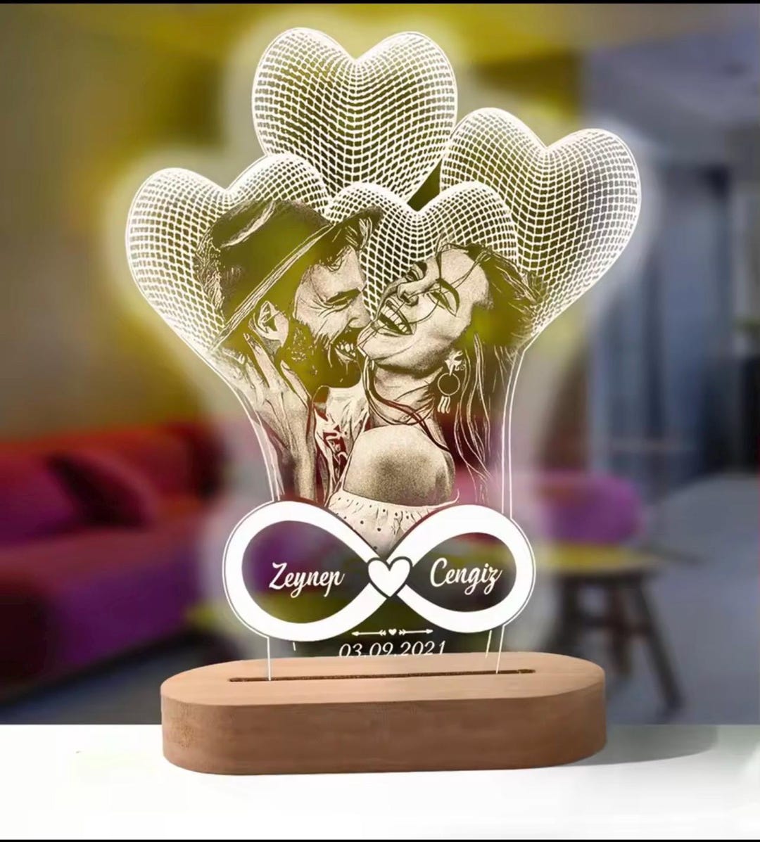 Personalized 3D Photo Lamp Custom Photo and Text Customized Valentine's ...