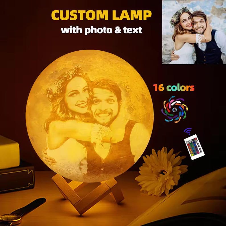 Personalized 3D Moon Lamp With Custom Photo Print Picture Night Light ...