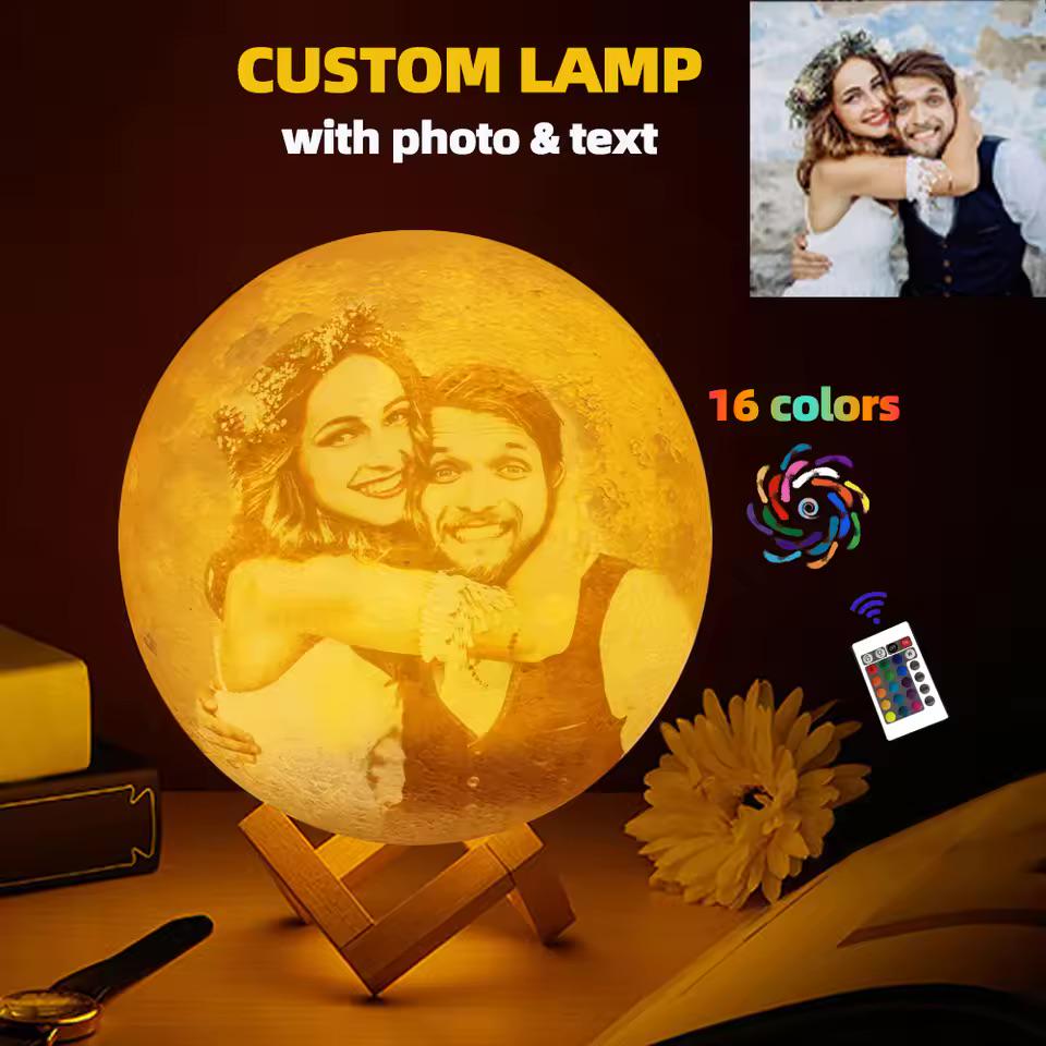 Personalized 3D Moon Lamp With Custom Photo Print Picture Night Light ...