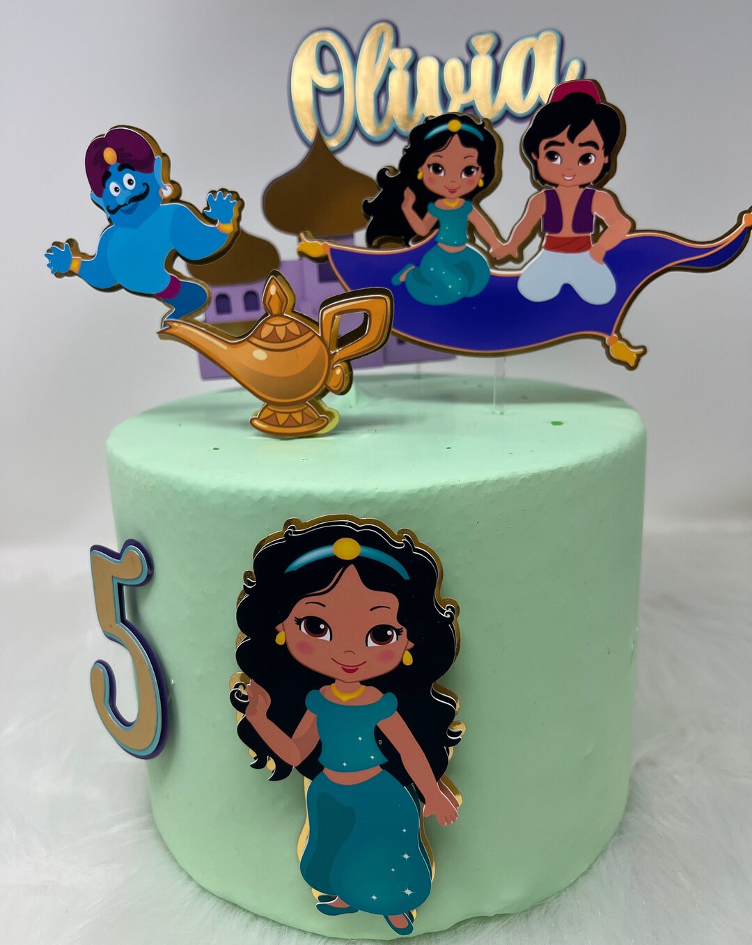 Princess Jasmine Cake Topper, Jasmine and Aladdin Birthday, Jasmine and ...