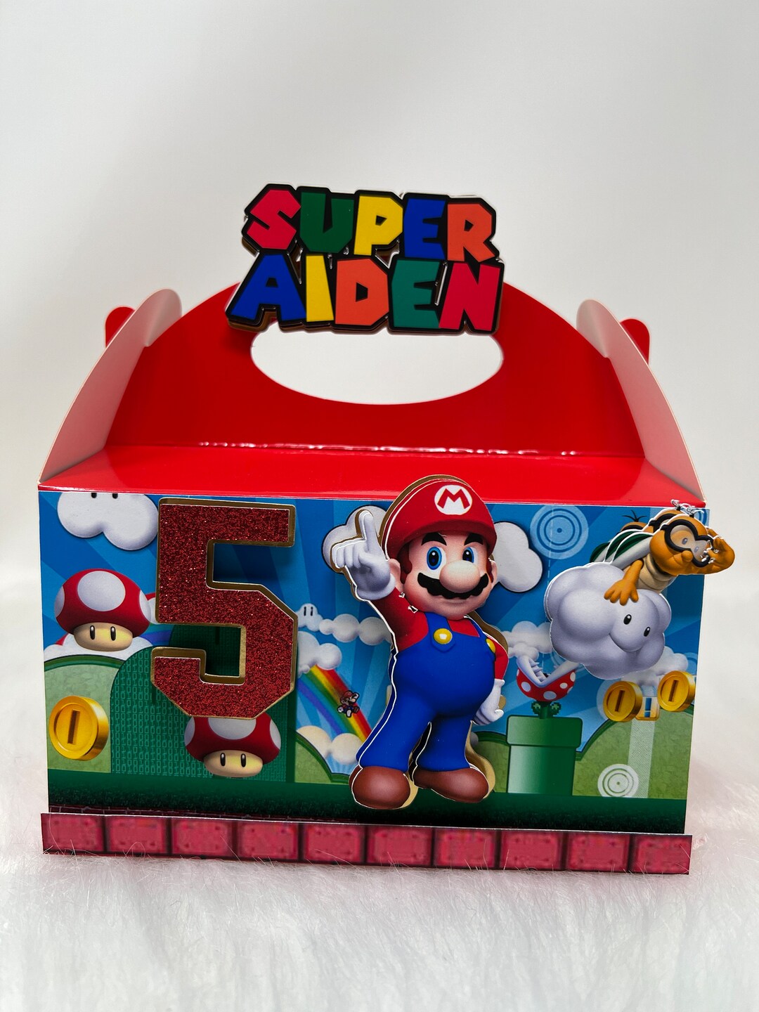 Super Mario Favor Box, Super Mario Goodie Box, Super Mario Custom Gable ...