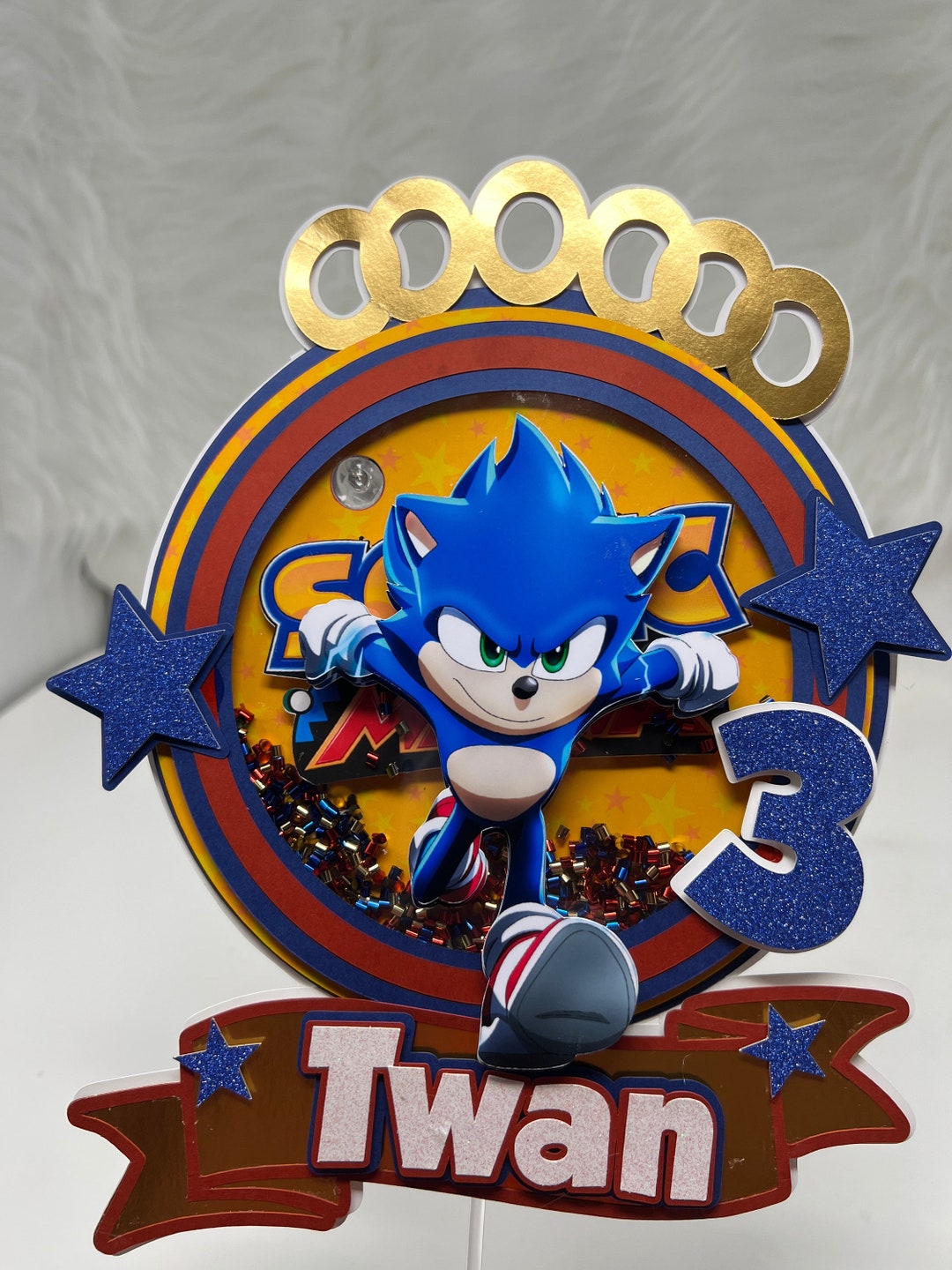 Sonic Cake Topper Shaker, Sonic Birthday Decor, Sonic Theme Party ...