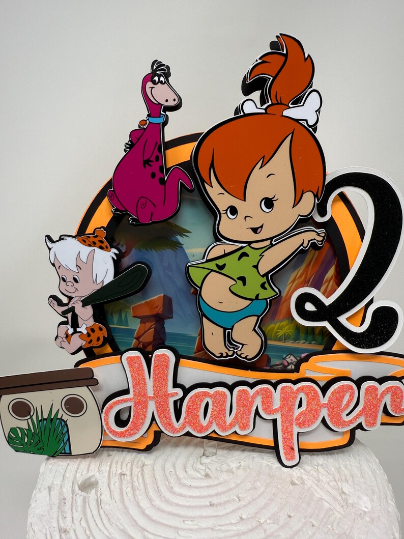 Pebbles Cake Topper, the Flintstones Theme Cake Topper, Pebbles Party ...