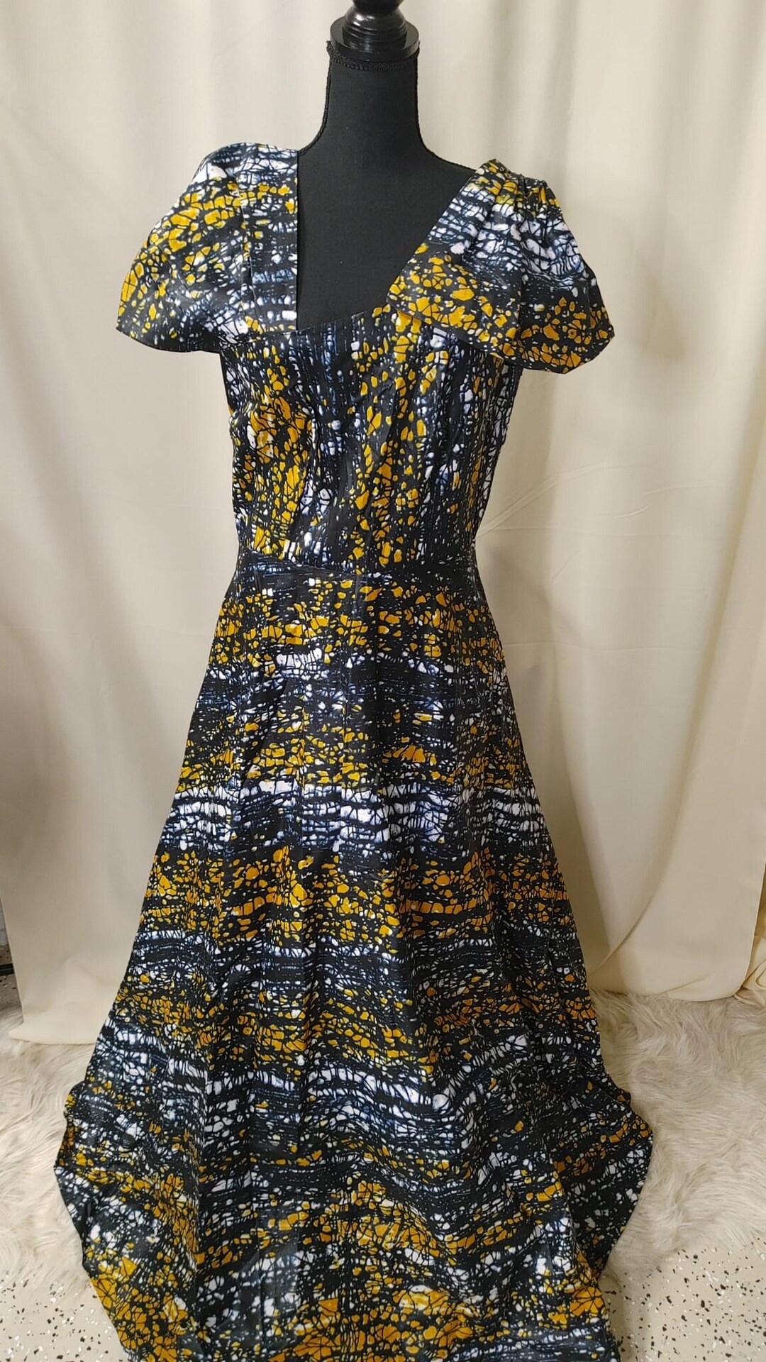 Akunna Flay Bow Shoulder Ankara Dress With Pockets - Etsy