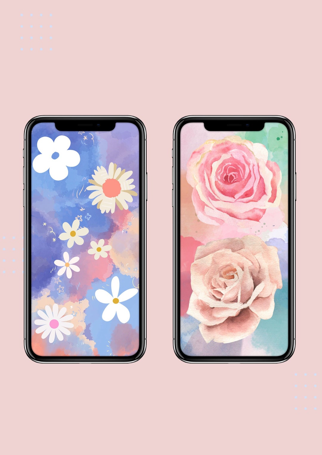 Two Smartphone Wallpapers / Duo of Roses and Daisies / Lock Screen ...