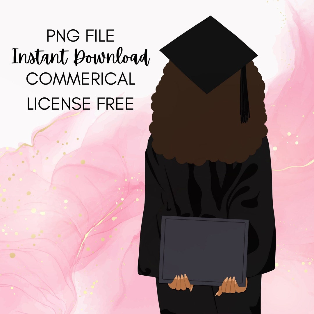 Graduation Clipart, Graduation Girl, Black Girl PNG, Black Woman ...