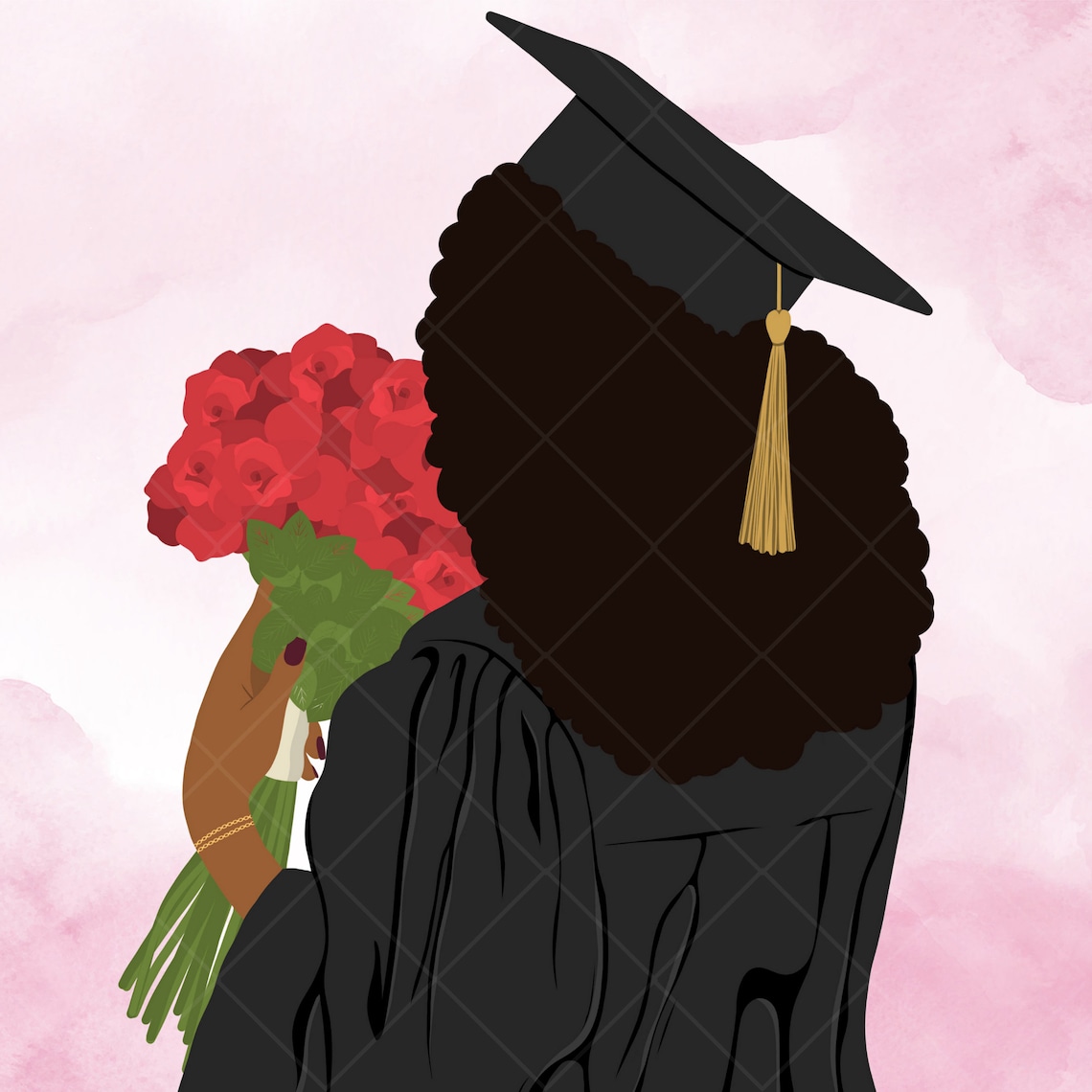 Graduation Clipart, Graduation Girl, Black Girl PNG, Black Woman ...