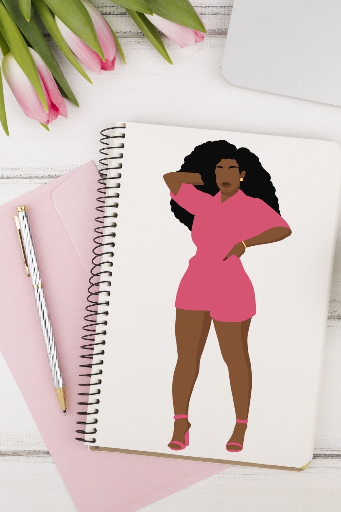 Simple Glam PNG Black Woman Clipart African American - Etsy