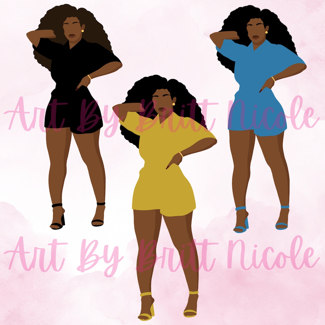 Simple Glam PNG Black Woman Clipart African American - Etsy