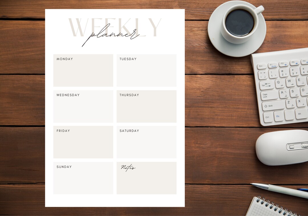 White Minimalist Weekly Planner/printable/editable/pdf - Etsy