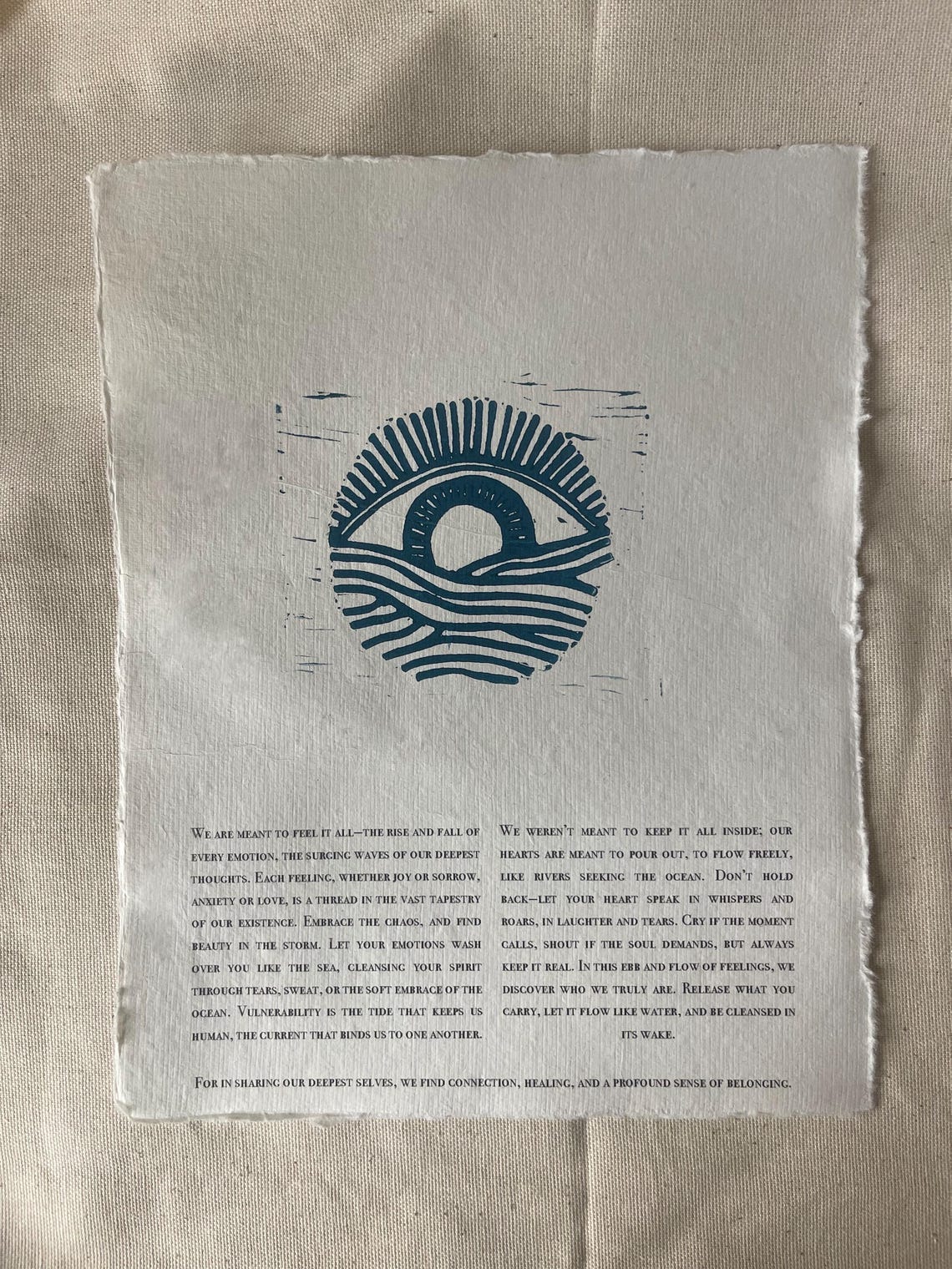 Ocean Eyes Print - Original Linocut Press - Handmade - Wall Art - Etsy