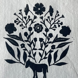 Burro Bloom Print - Original Linocut Press - Handmade - Wall Art - Etsy