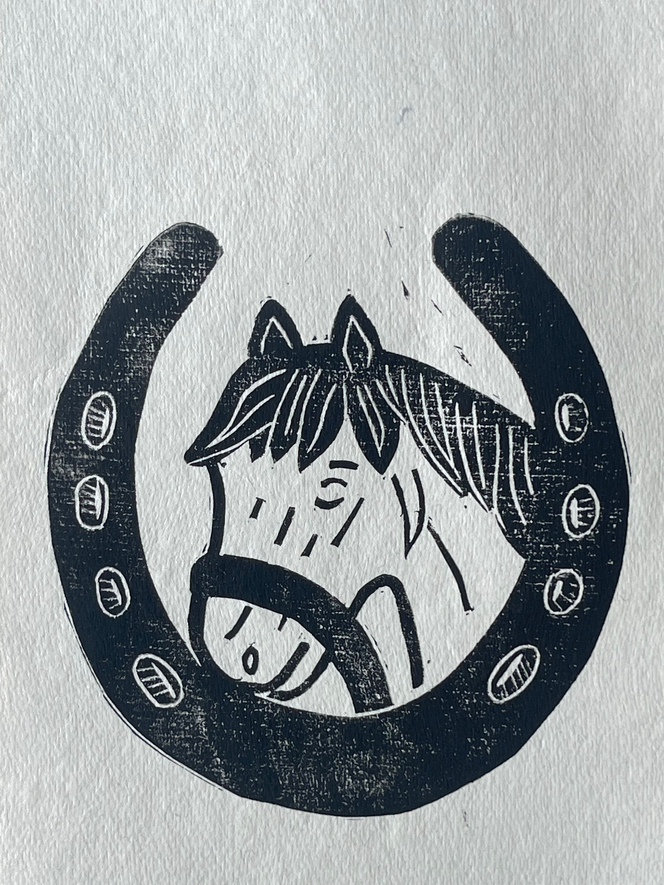 Horseshoe Print - Original Linocut Press - Handmade - Wall Art - Etsy