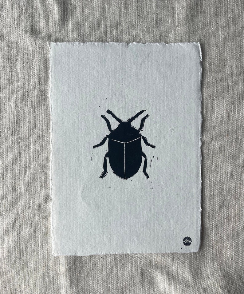 Beetle Print - Original Linocut Press - Handmade - Wall Art - Etsy