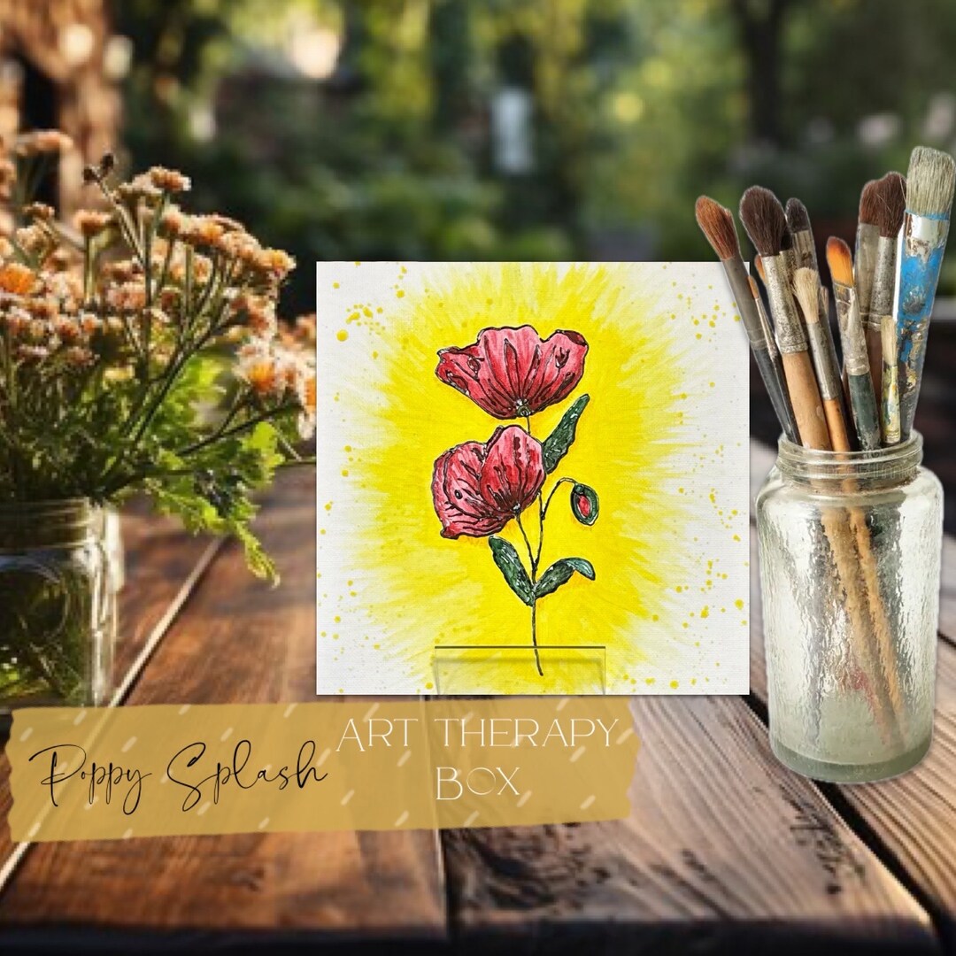 Poppy Splash Art Therapy Box Kit With Video Tutorial FREE DELIVERY - Etsy