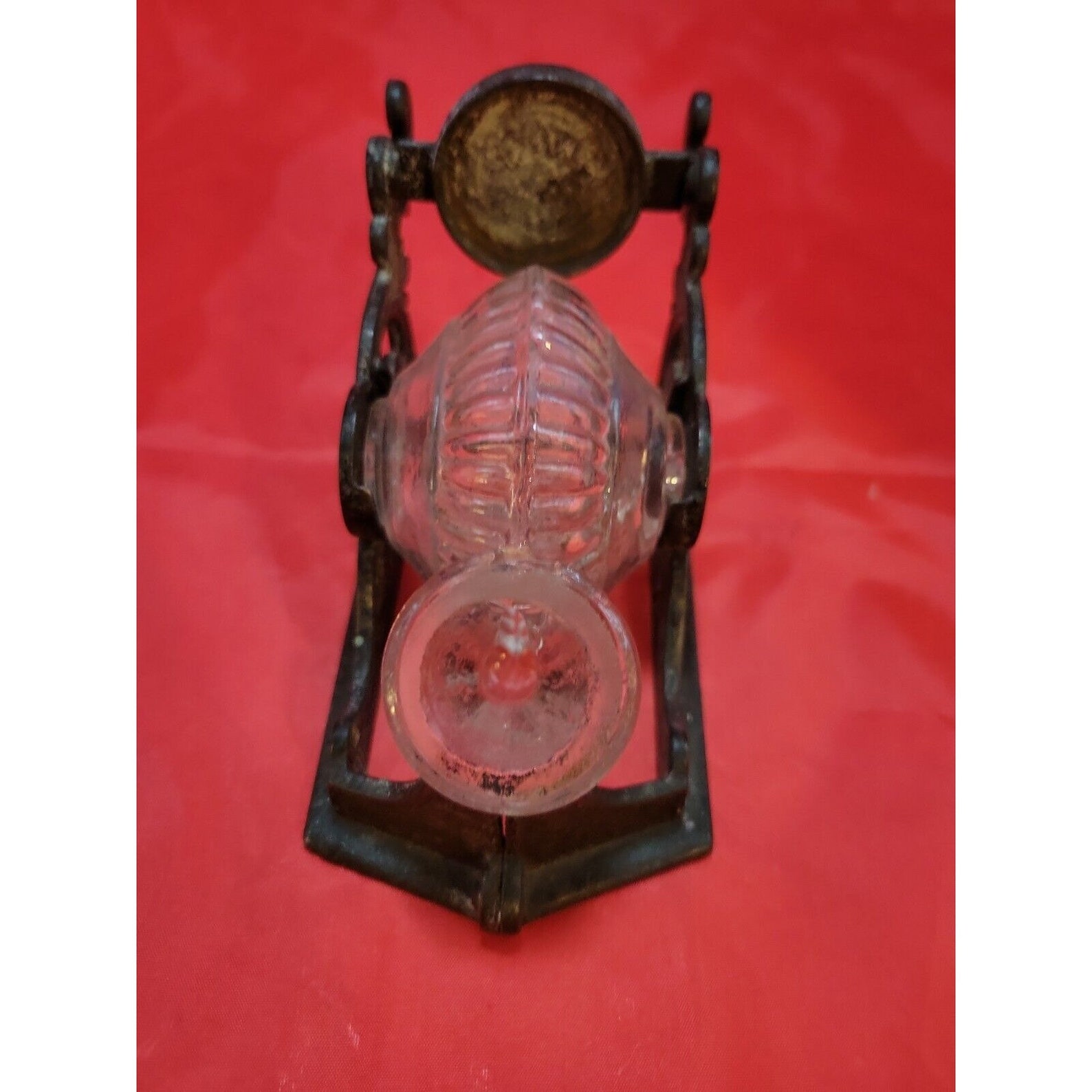 Antique Unique 1800’s Victorian Glass Snail Cast Iron Tilting Inkwell ...