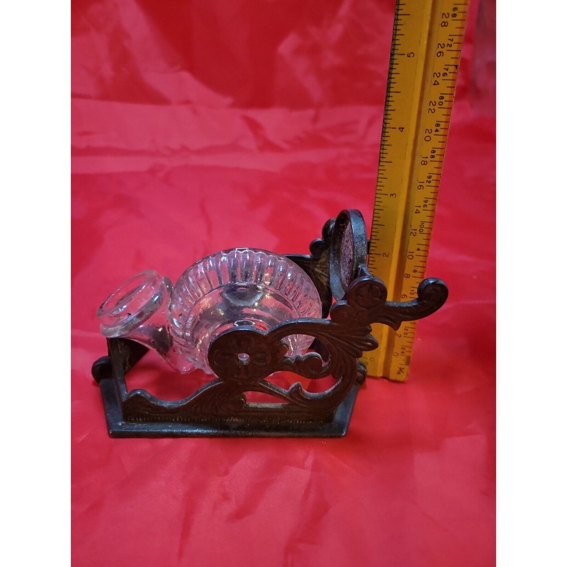 Antique Unique 1800’s Victorian Glass Snail Cast Iron Tilting Inkwell ...