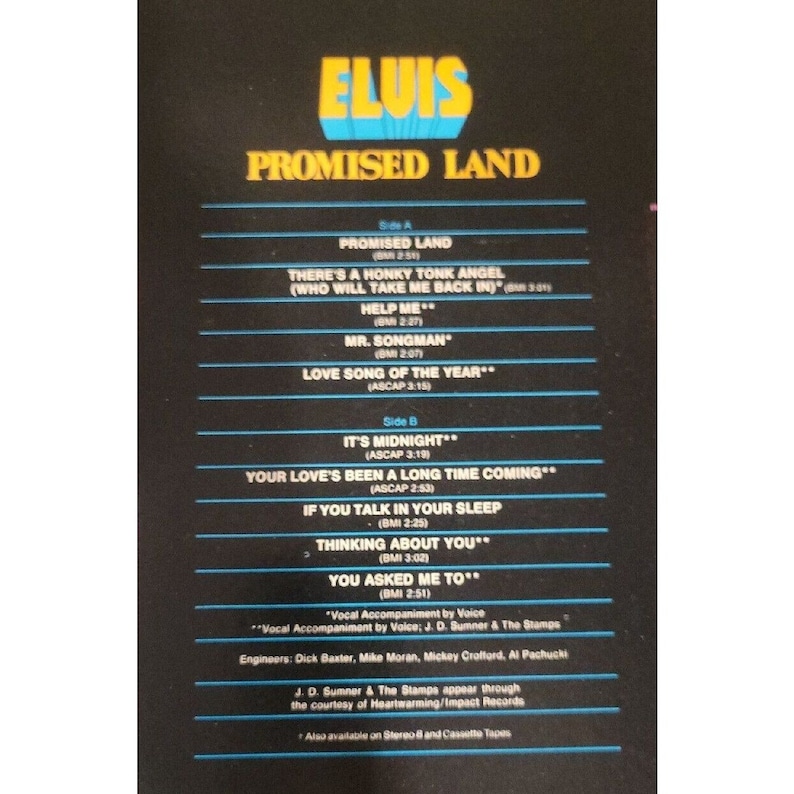 Elvis Presley Promised Land LP VG First Pressing 1975 Engineer Signed ...
