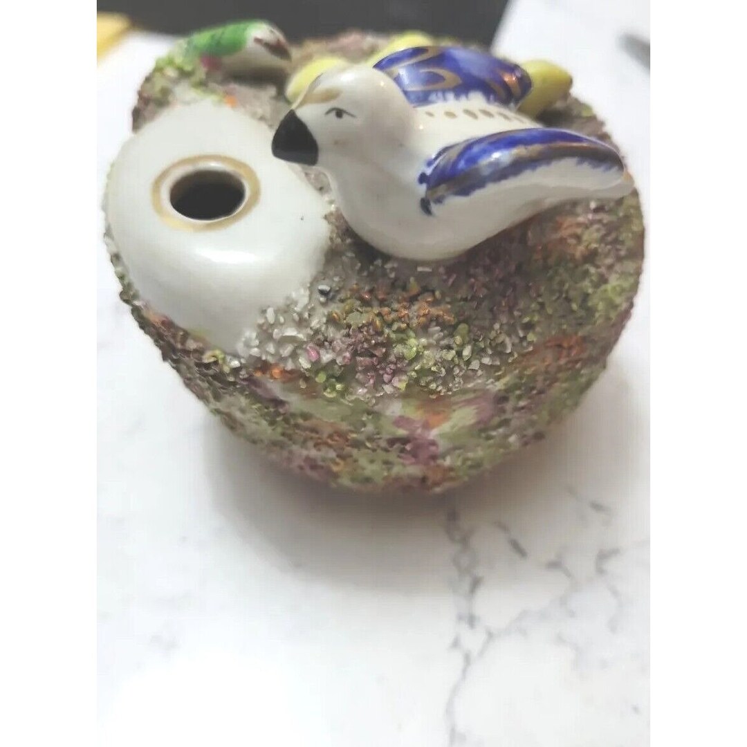 Staffordshire China Bird on Confetti Nest Inkwell - Etsy