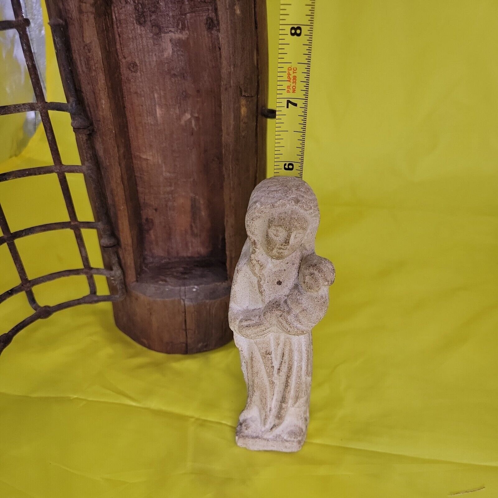 Rare Relic Statue Madonna and Child Carvedstone Wood Niche Iron Gates ...