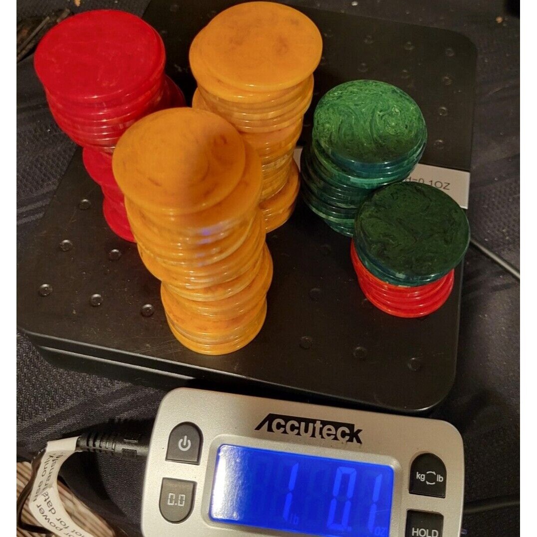 Bakelite Butterscotch Cherry Green Poker Chips 1 Pound Vintage Round ...