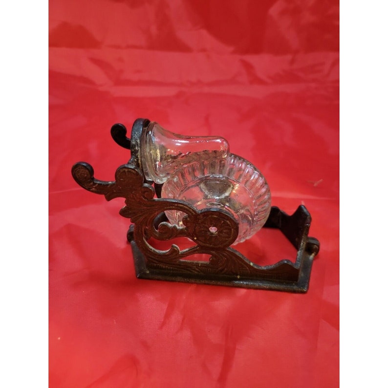 Antique Unique 1800’s Victorian Glass Snail Cast Iron Tilting Inkwell ...