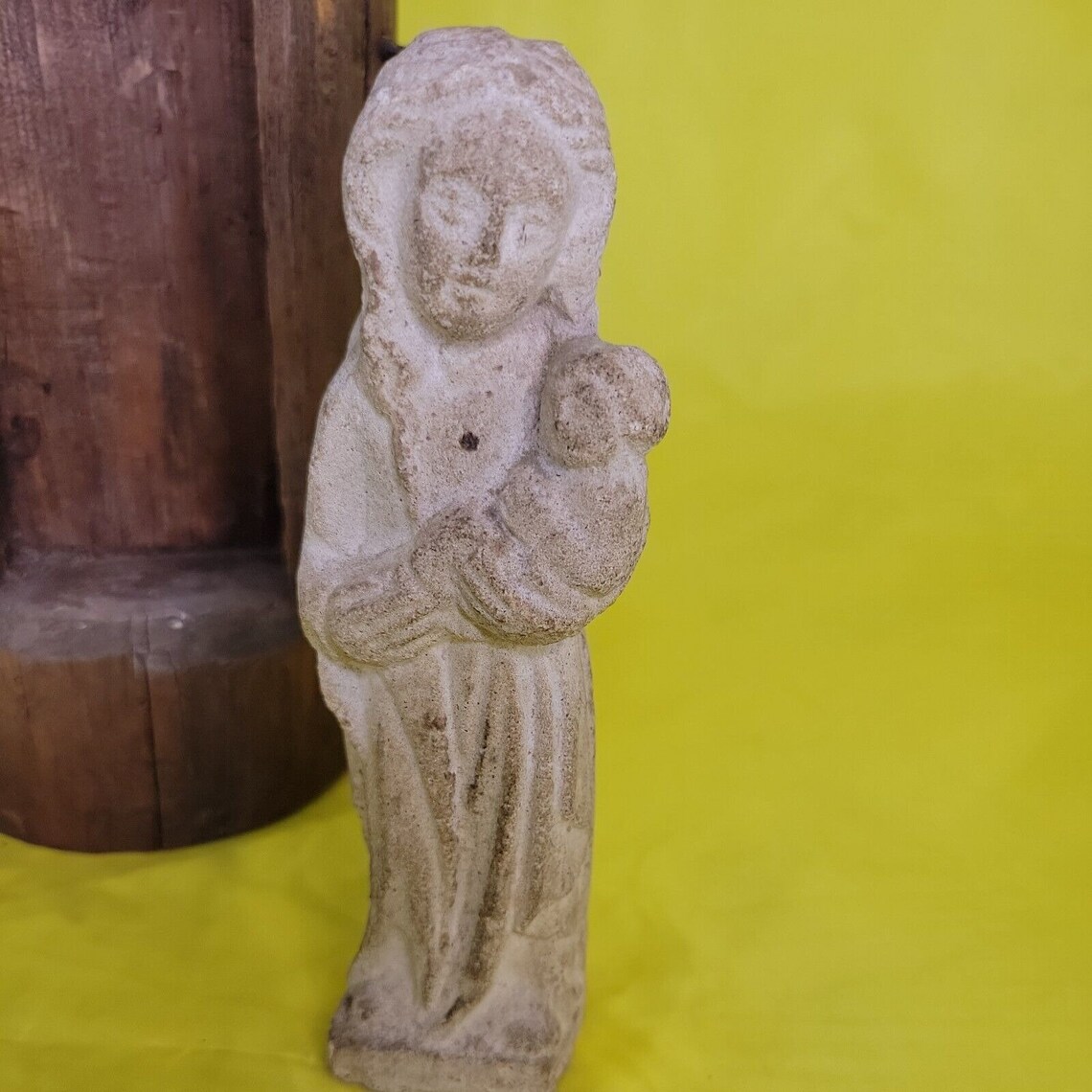 Rare Relic Statue Madonna and Child Carvedstone Wood Niche Iron Gates ...