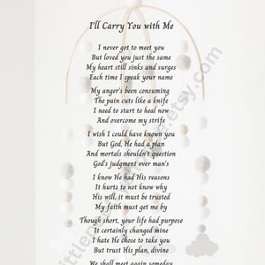 I'll Carry You With Me- Sympathy Poem, Bereavement Poem, Memory Poem ...