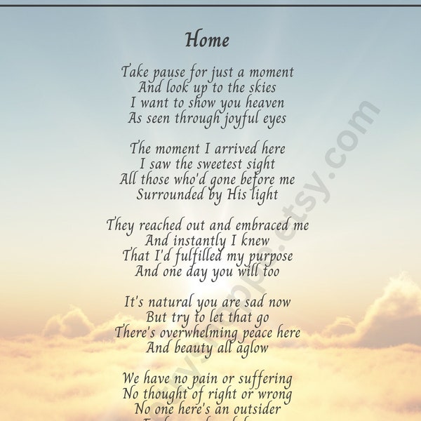 Bereavement Poem, DIGITAL DOWNLOAD, Condolence Gift, Remembrance Gift ...