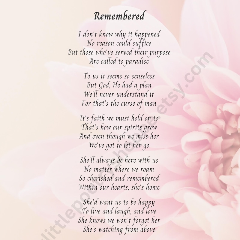 Remember Me Poem - Etsy