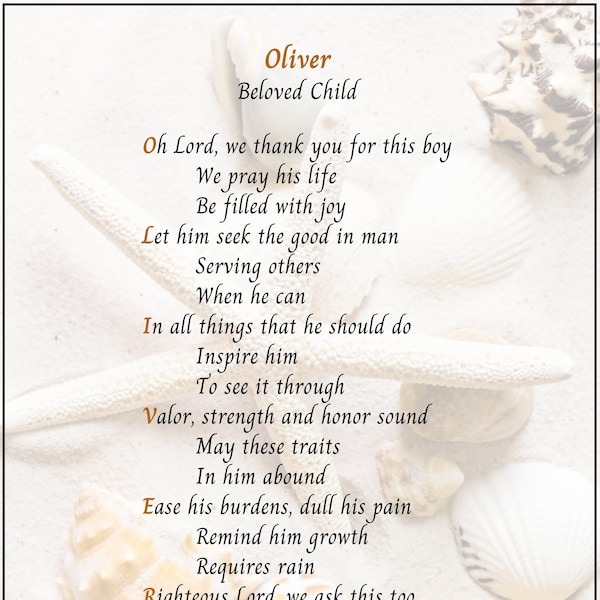 Acrostic Oliver Name Poem - Etsy Australia