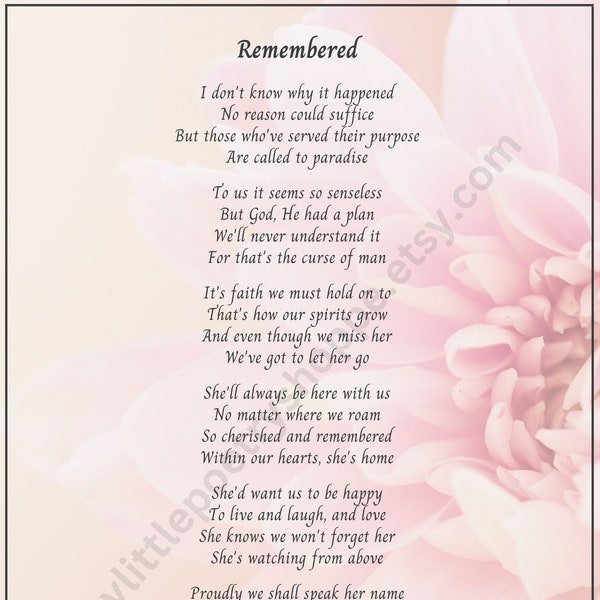 Remember Me Poem - Etsy