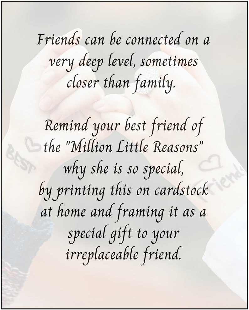 A Million Little Reasons Friend Poem, Best Friend Poem, Friendship Poem ...
